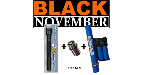 BLACK Maglite Heavy-Duty 4-Cell D Flashlight COMBO!