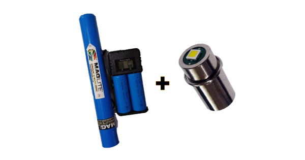 Recharge Battery Kit for 4D Maglite + 415 Lumens LED Upgrade
